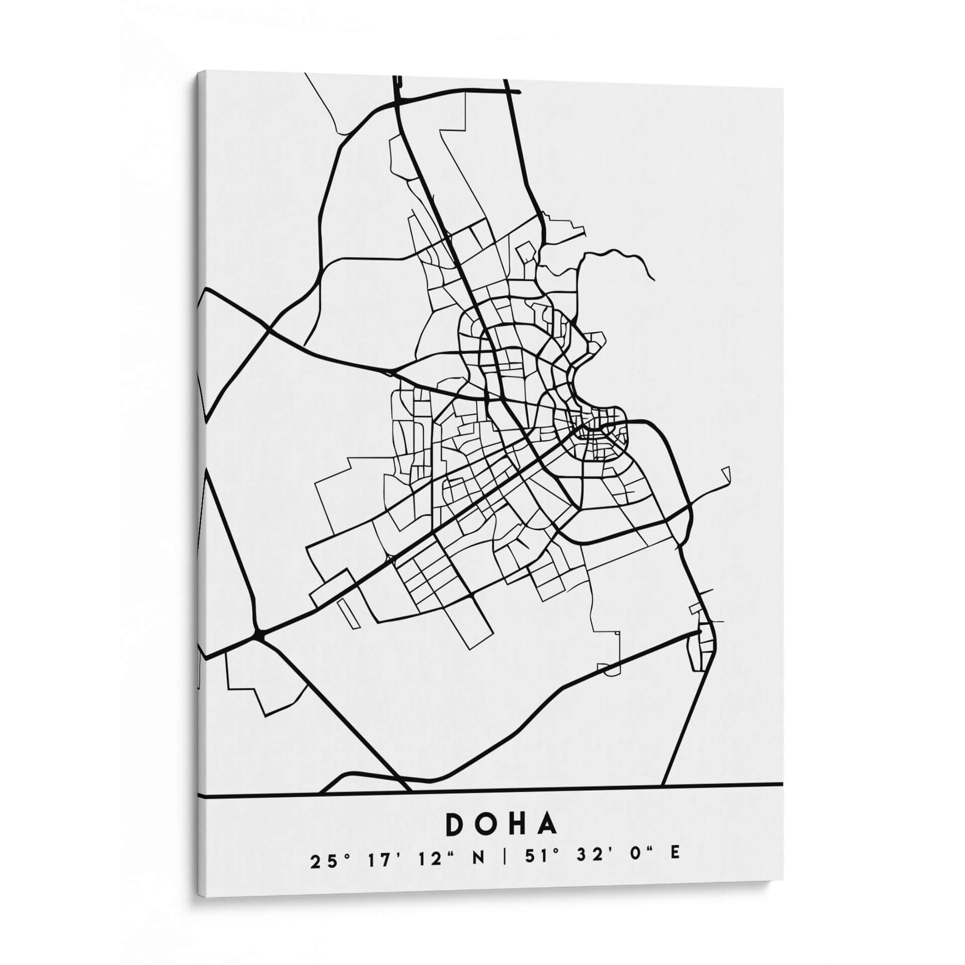 Doha - Mapas negros 26 - Emiliano Deificus Cuadro Decorativo, Canvas Lab
