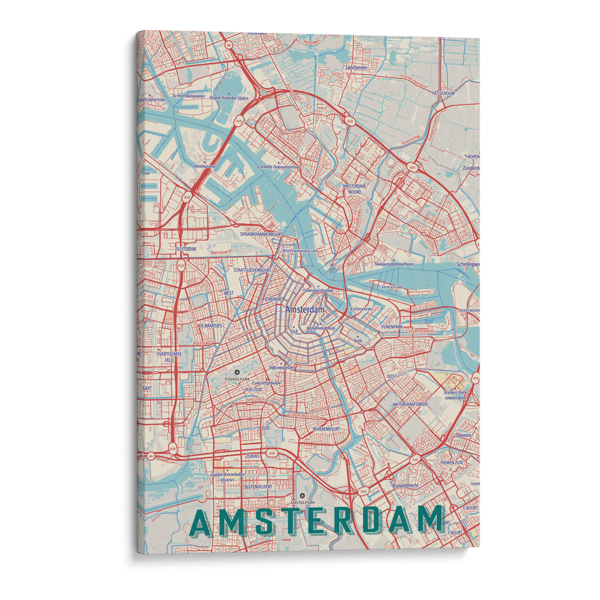 Mapa Retro Ámsterdam - jay stanley Cuadro Decorativo, Canvas Lab