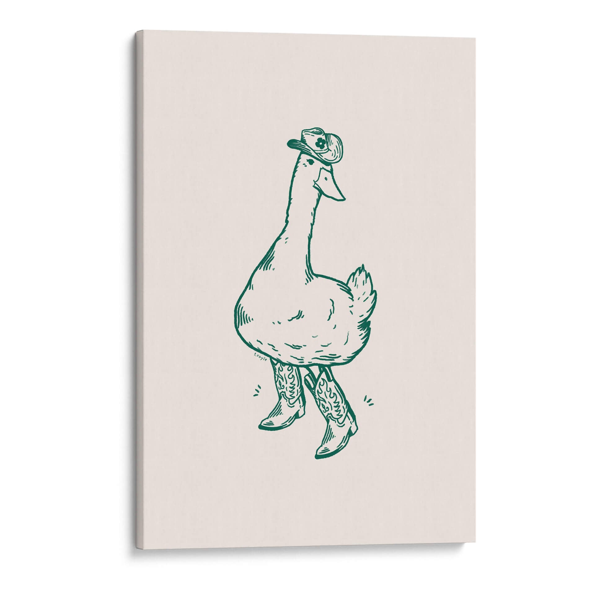 Pato con botas vaqueras en verde - Tara Royle Cuadro Decorativo, Canvas Lab