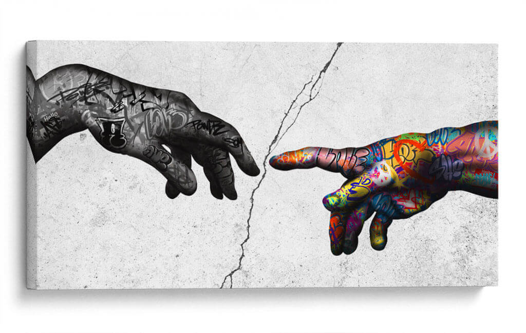 Graffiti Hand Split BnW - David Aste Cuadro Decorativo, Canvas Lab